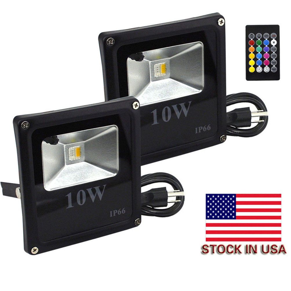 Stock In US + 10W RGB LED Flood Lights, Outdoor Color Changing ...