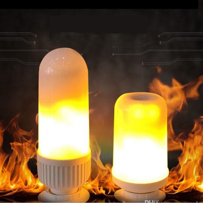 LED Flame Effect Fire E27 2835SMD 2 Modes Light Bulbs Flickering ...