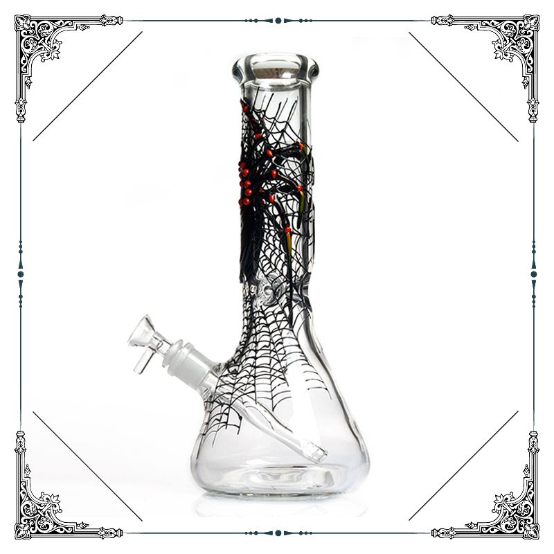 2021 7MM Thick Spider Glass Bong Perc Clear Bottom Waterpipes Beaker ...