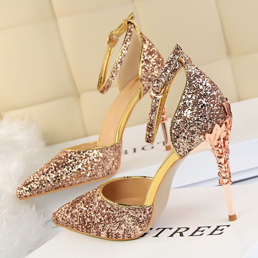 BIGTREE Luxury High Quality Shoes Woman Metallic High Heel Stiletto ...