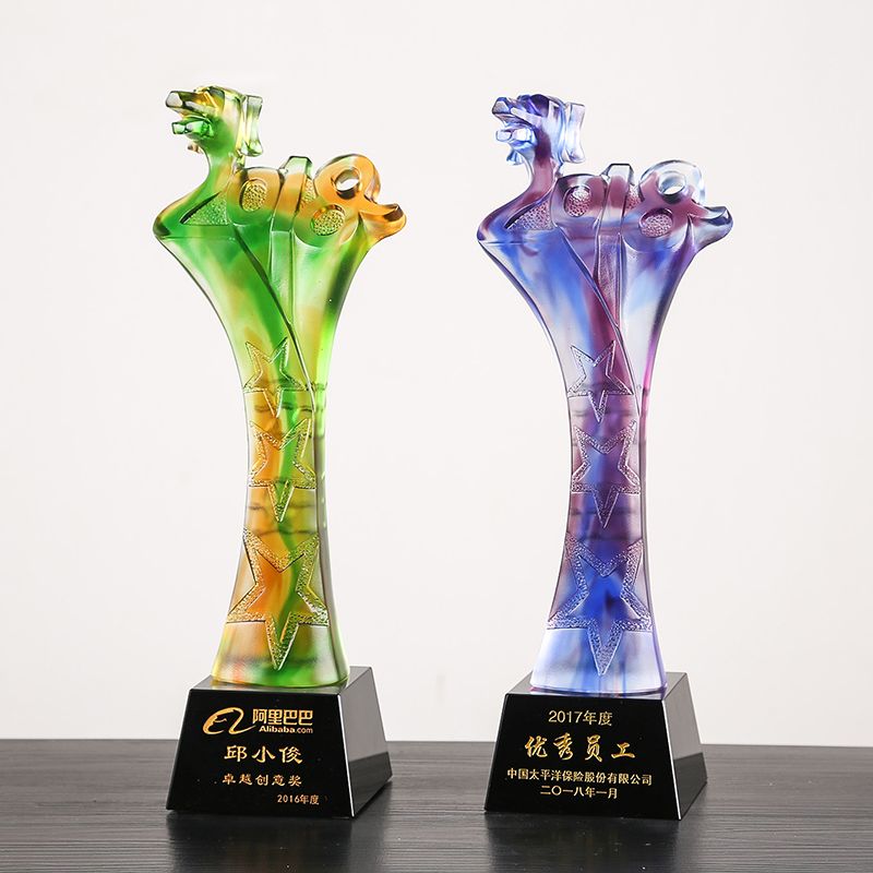 2019 Coloured Glaze High End Crystal Cup Trophy Creative Company Annual ...