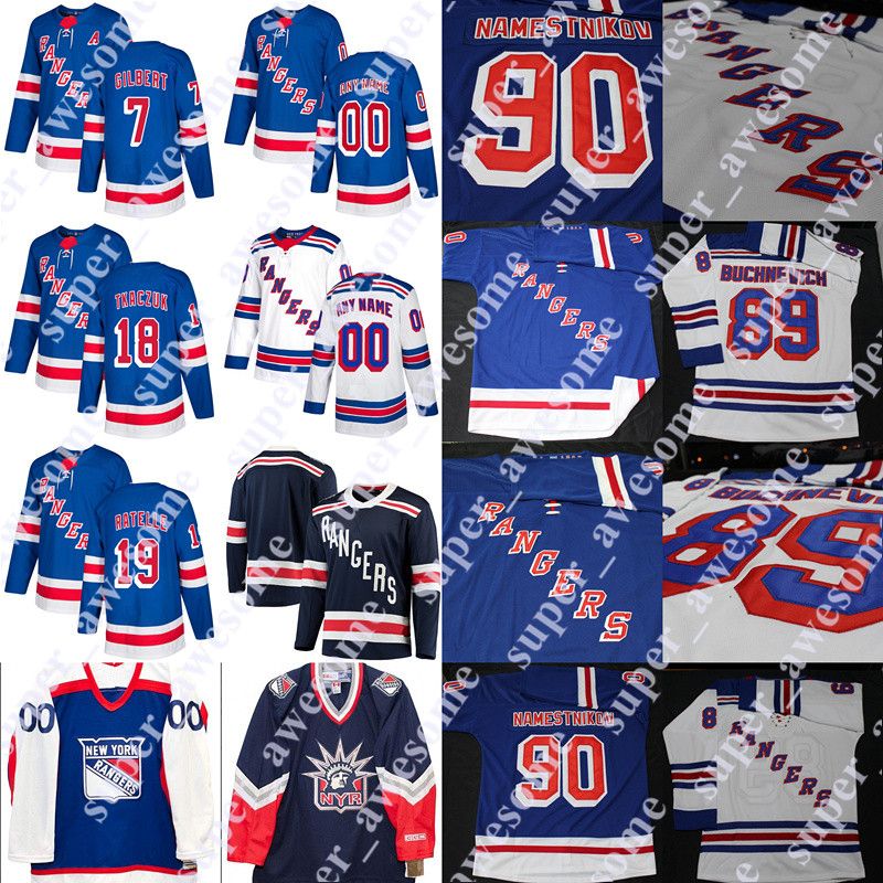 2019 CUSTOM New York Rangers Jersey Rod Gilbert 2 Brian Leetch 19 Jean ...