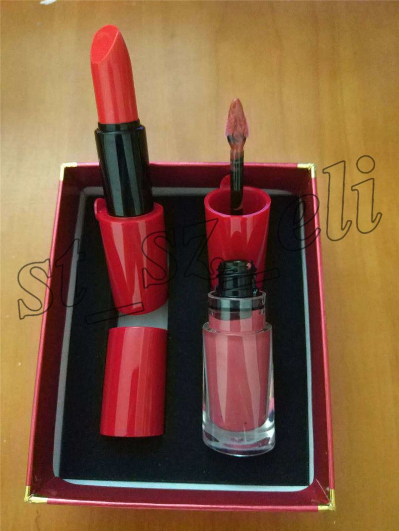 Famous Lip Makeup Set Matte Lipstick + Lip Gloss Kit With Box Women ...