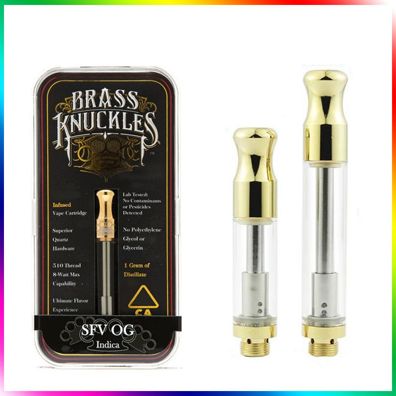 Brass Knuckles Vape Cartridges 0 5ml 1 0ml Gold Bk Pyrex Glass Cart 510