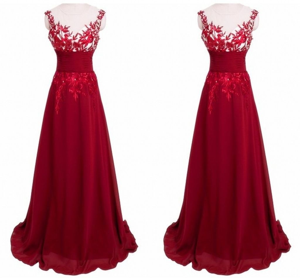 Designer Embroidery Lace Dark Red Evening Dresses Long Prom Dress 2020 ...