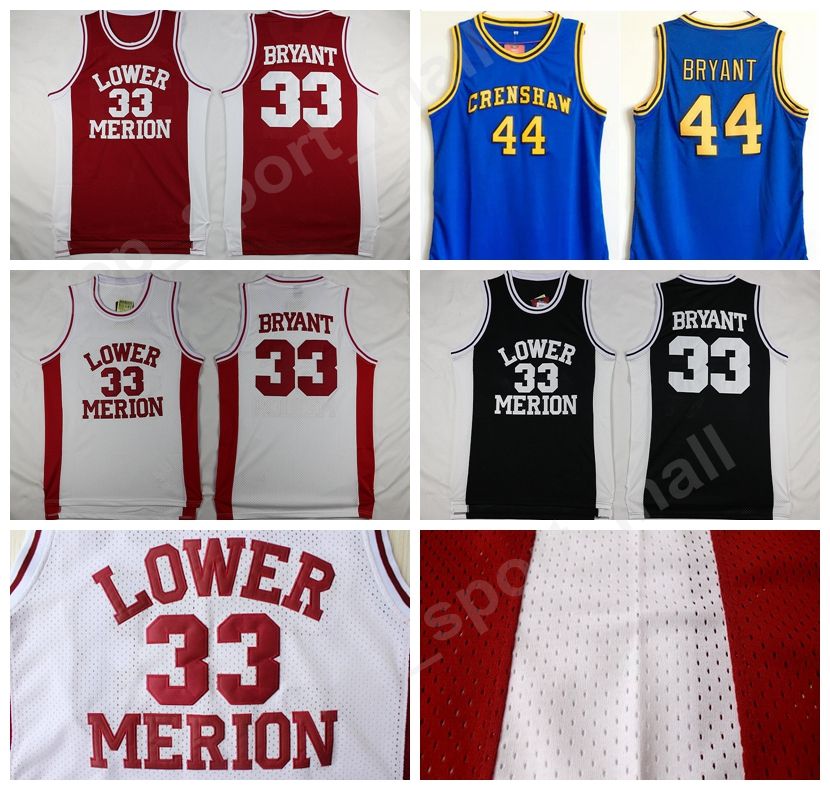 2019 Lower Merion College 33 Kobe Bryant Jersey Men Red Black White ...