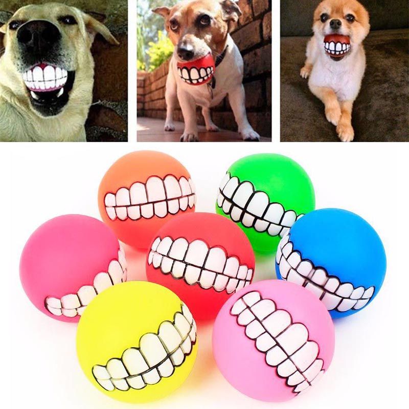 2020 Pet Puppy Dog Funny Ball Teeth Silicon Chew Sound Dogs Play New ...