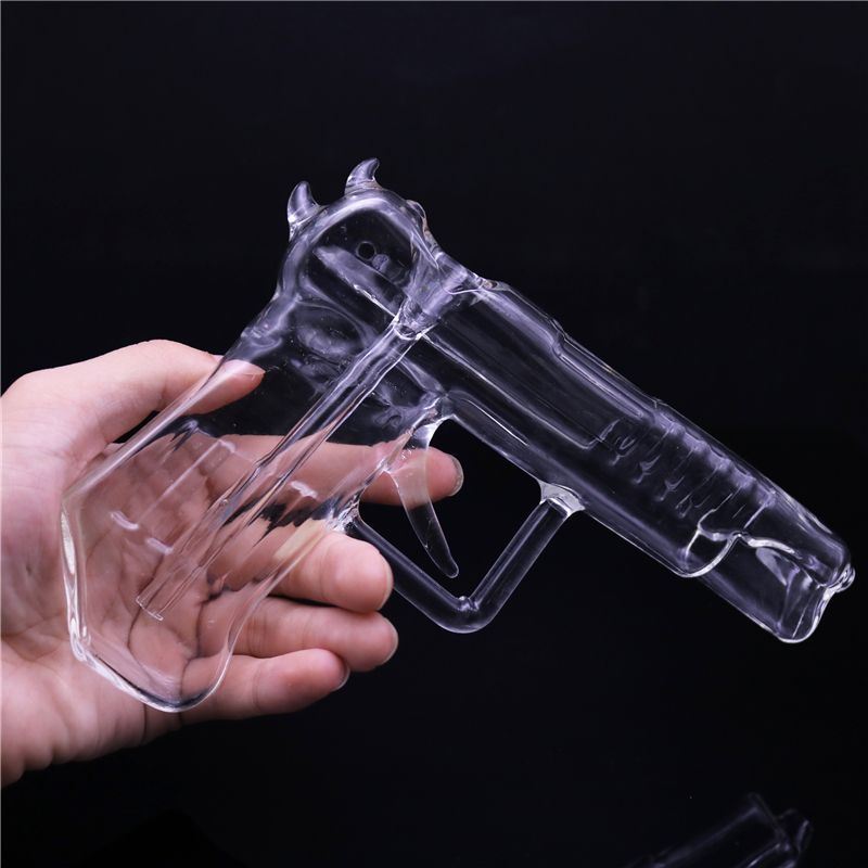 2021 Newest Gun Shaped Glass Water Pipes Portable Clear Glass Hand Pipe ...