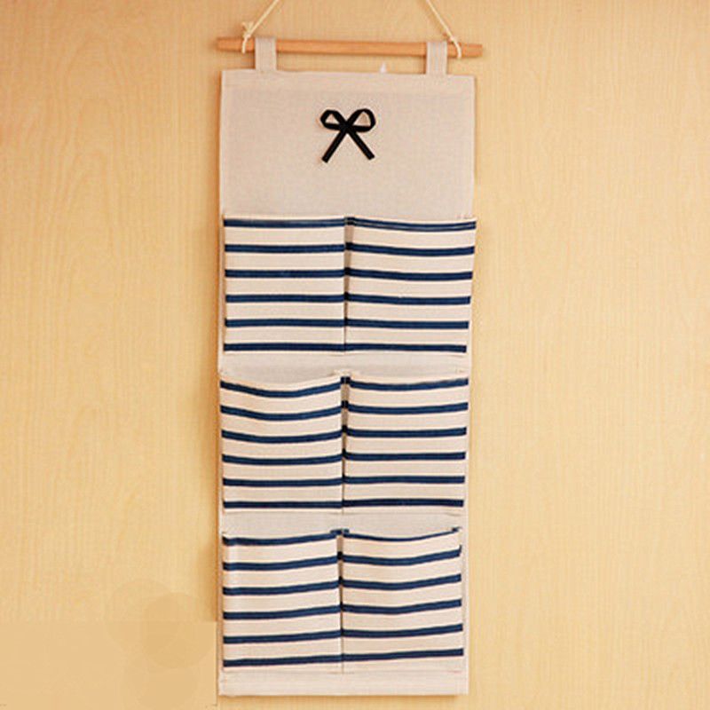 2021 6 Pocket Fabric Storage Bag Wall Hanging Finishing Bag Dormitory ...
