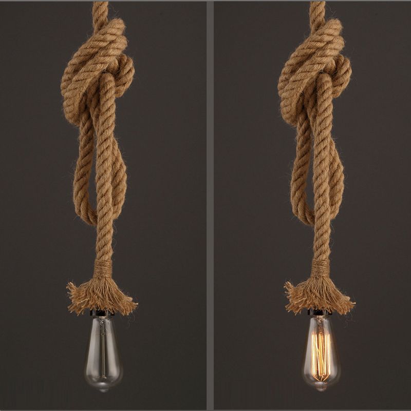Retro Rope Hanging Lamps E27 Head Loft Vintage Pendant Lamp Hand ...