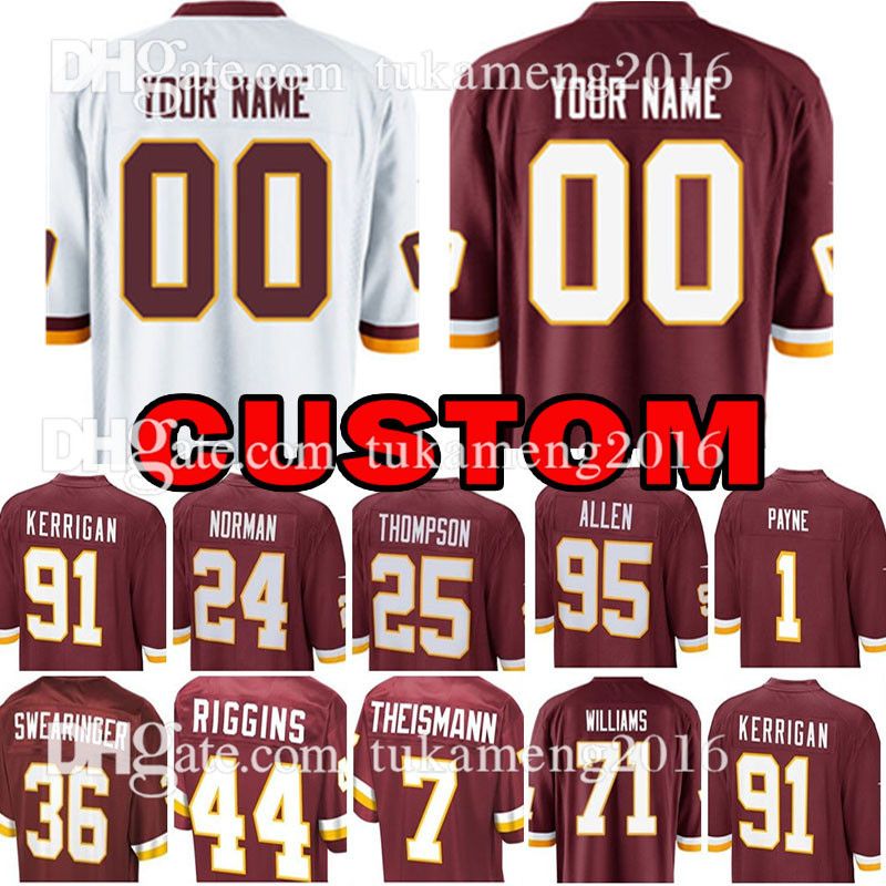 2019 Custom Washington Redskins Jersey 1 Da'Ron Payne 71 Trent Williams ...