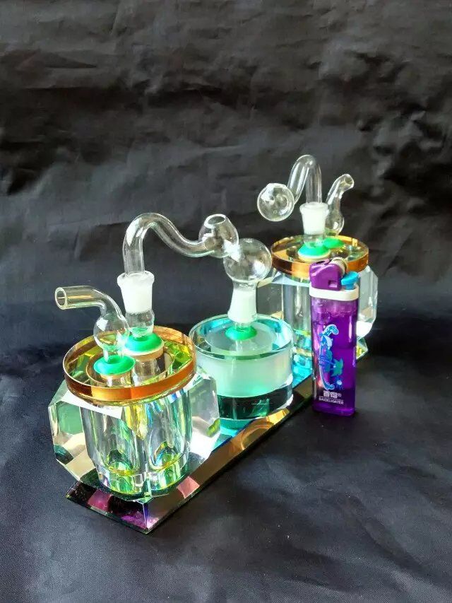2020 Double Crystal Pot Wholesale Glass Bongs Oil Burner Glass Water ...