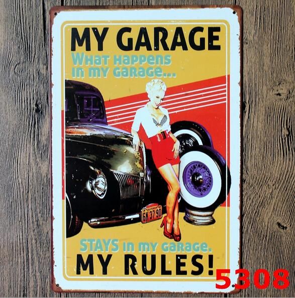2021 Metal Painting Garage Pin Up Lady Route66 Tin Sign Art Wall ...