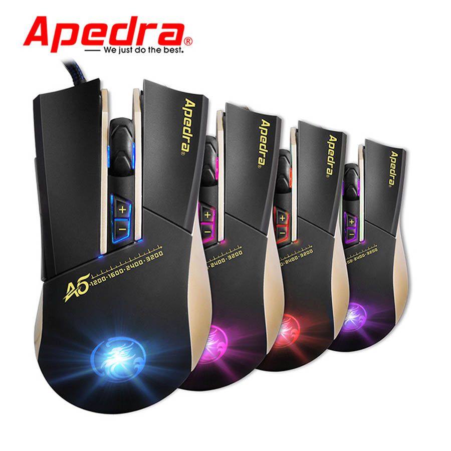 2021 Apedra A5 USB Wired Computer Mouse 3200DPI Macro Program Optical ...