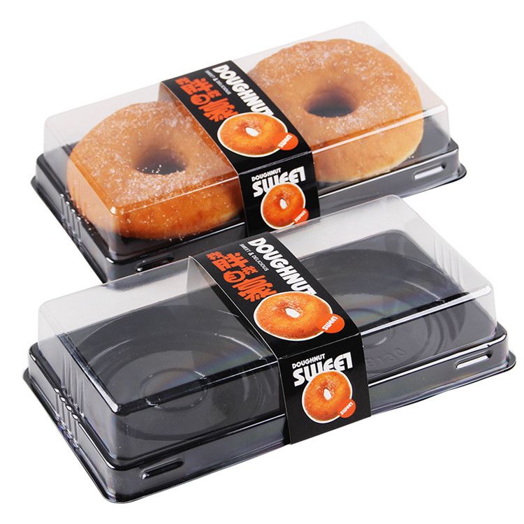 Custom Rectangular Shape Plastic Donut Packaging Box Double Donut Box ...