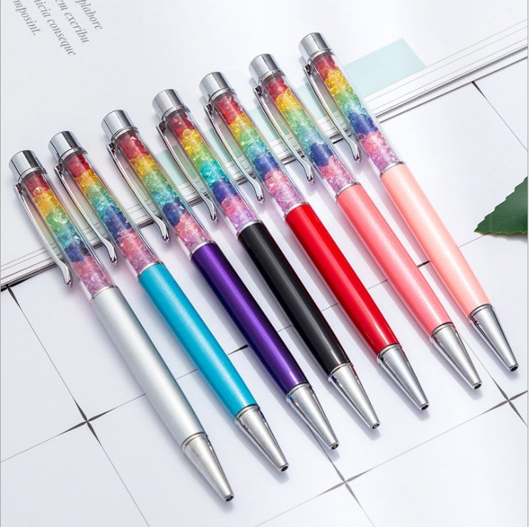 Creative Rainbow Colorful Crystal Pen Diamond Top Bling Ballpoint Pen ...