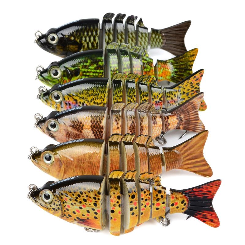 2021 New Split Tail Musky Crankbaits 6 Section Fishing Lure Hooks 10.6g ...