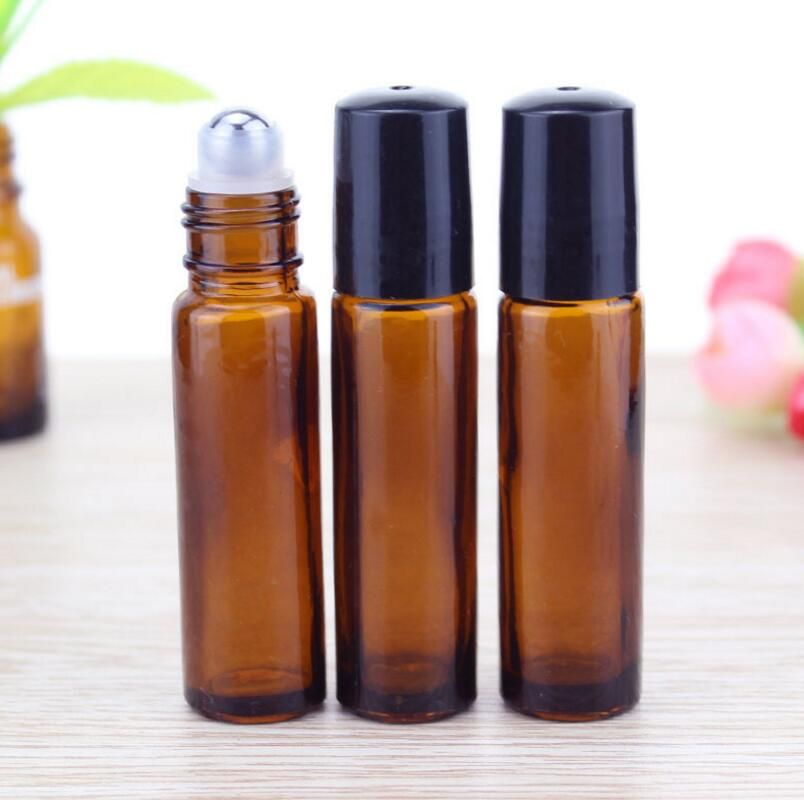 Portable 10ml Mini Roll On Glass Bottle Perfume Amber Brown Thick Glass ...