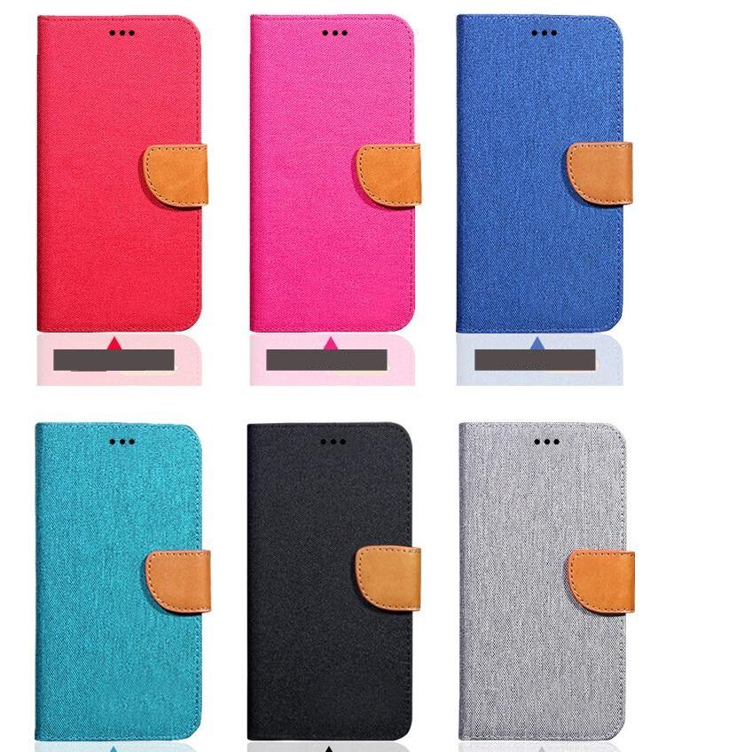 Universal Cell Phone Folio Flip Canvas Wallet Case With Silicone Soft ...