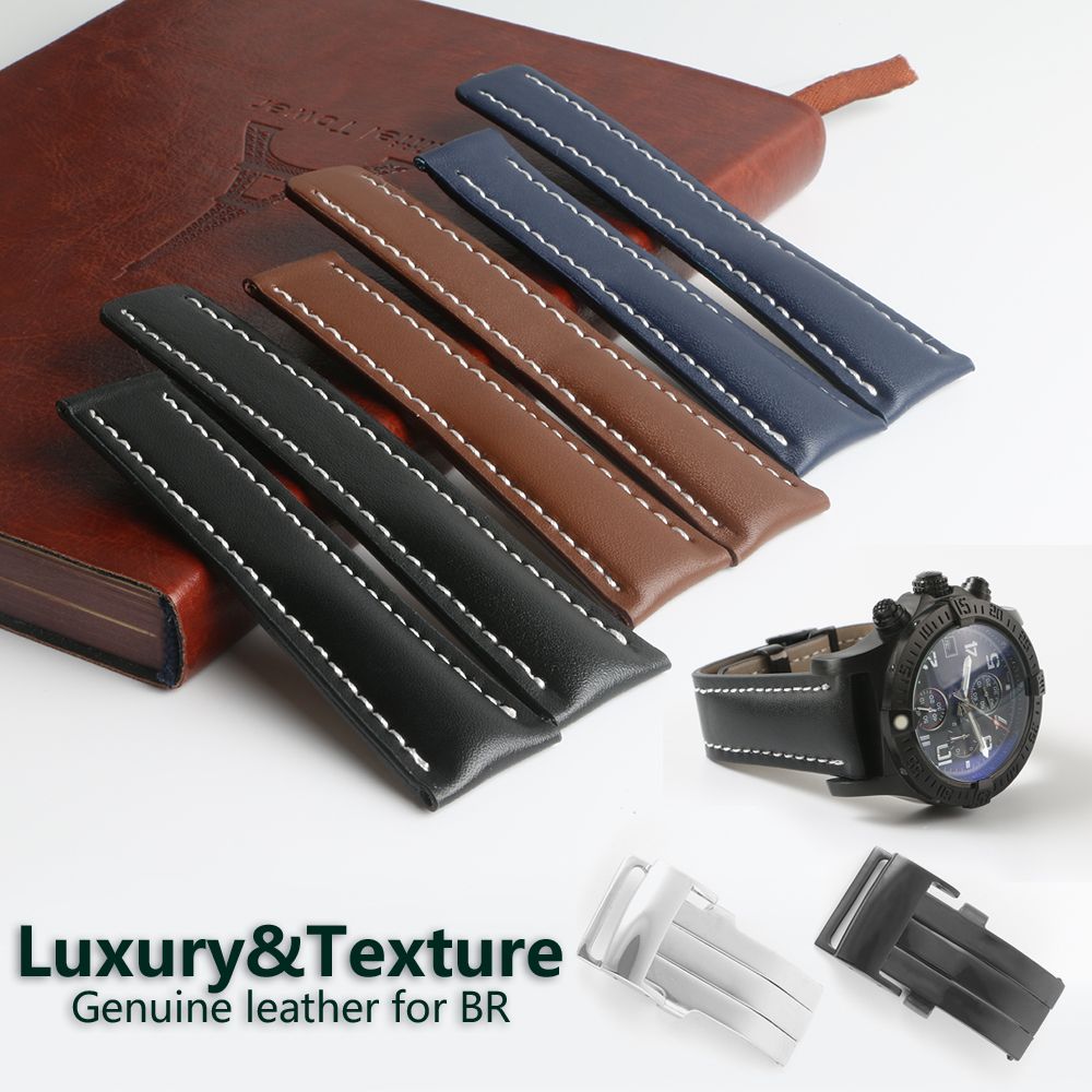 Deployment Buckle Clasp Calf Leather Skin Genuine Leather Watch Band ...