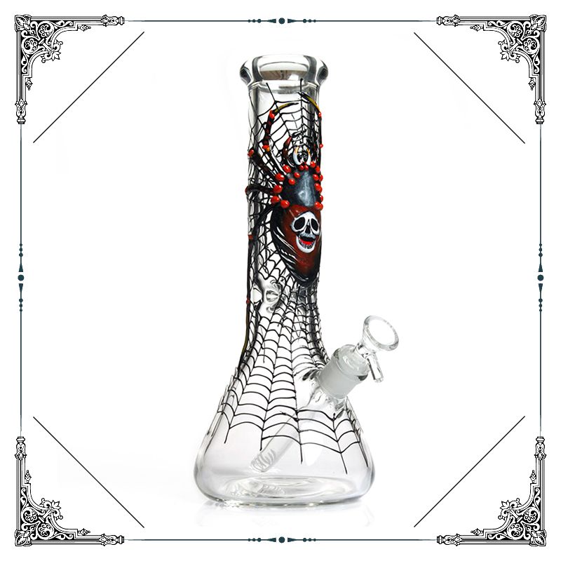 2021 7MM Thick Spider Glass Bong Perc Clear Bottom Waterpipes Beaker ...
