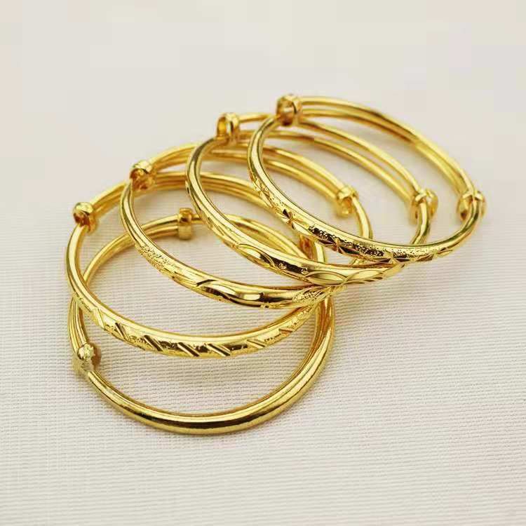 Lovely Baby Bracelet Bangles High Quality 24K Yellow Gold Plated Stars ...