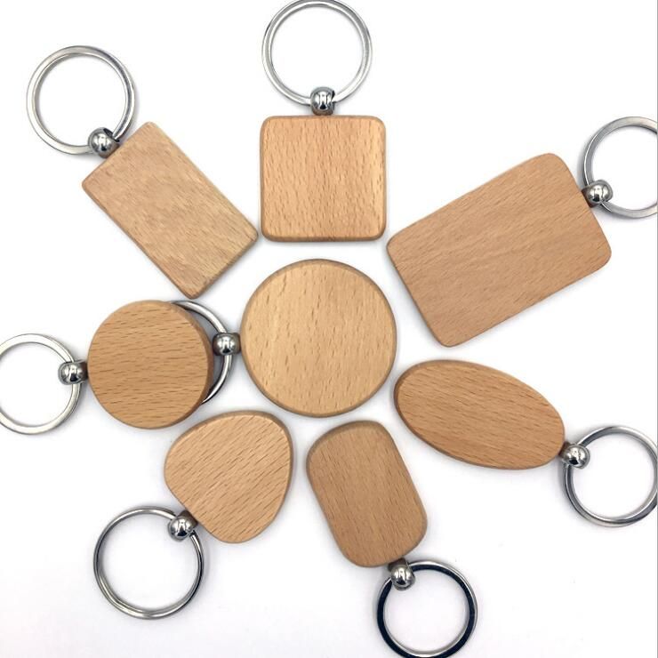 Customize DIY Blank Wooden Key Chain Promotion Rectangle Heart Round ...