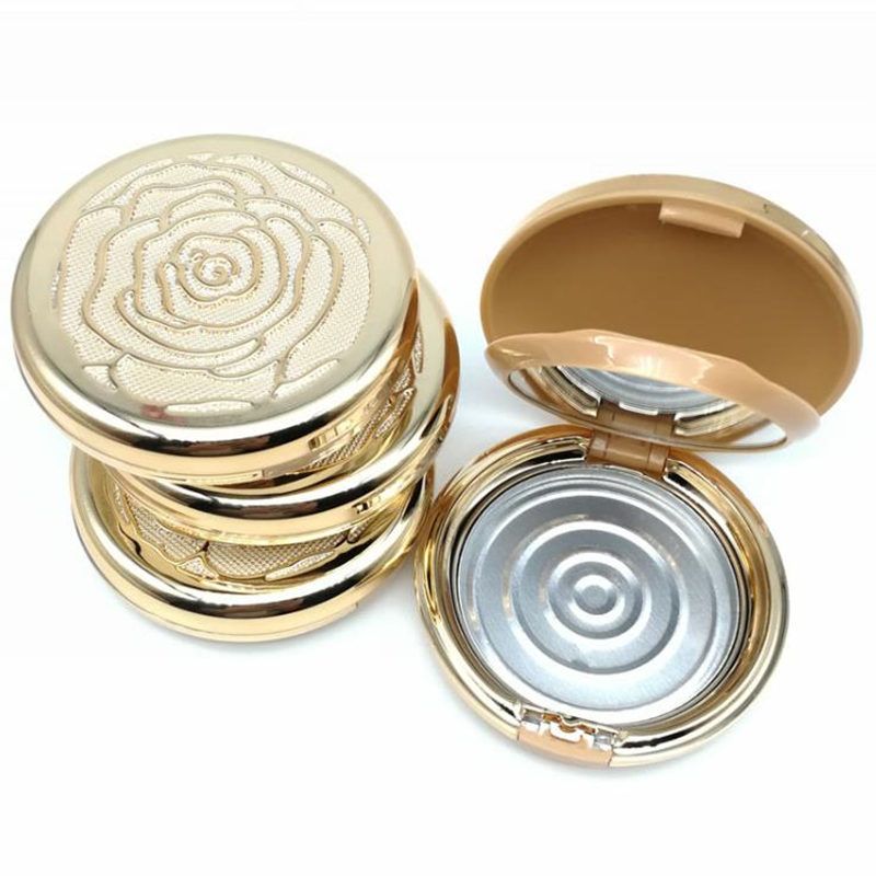 Gold Round Empty Cosmetic Blusher Case, DIY Plastic Eyeshadow Powder ...