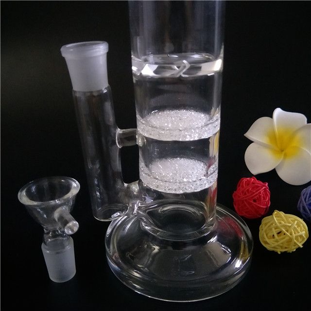 2020 New Glass Bong Water Pipe With Two Fritted Disc And Turbine Perc ...