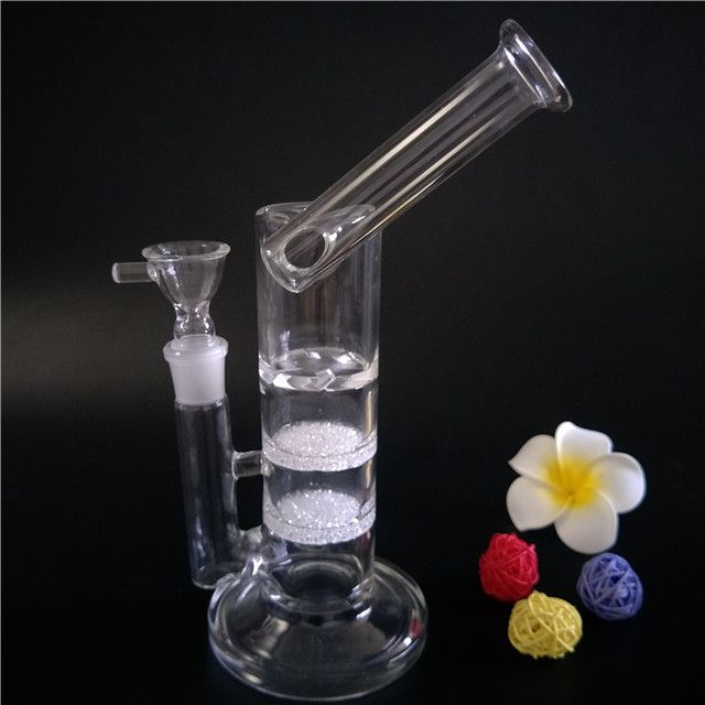 2020 New Glass Bong Water Pipe With Two Fritted Disc And Turbine Perc ...