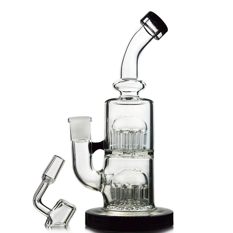 2020 2018 Toro Glass Pipe 14mm Joint Bong Double Tree Percolator Bongs ...