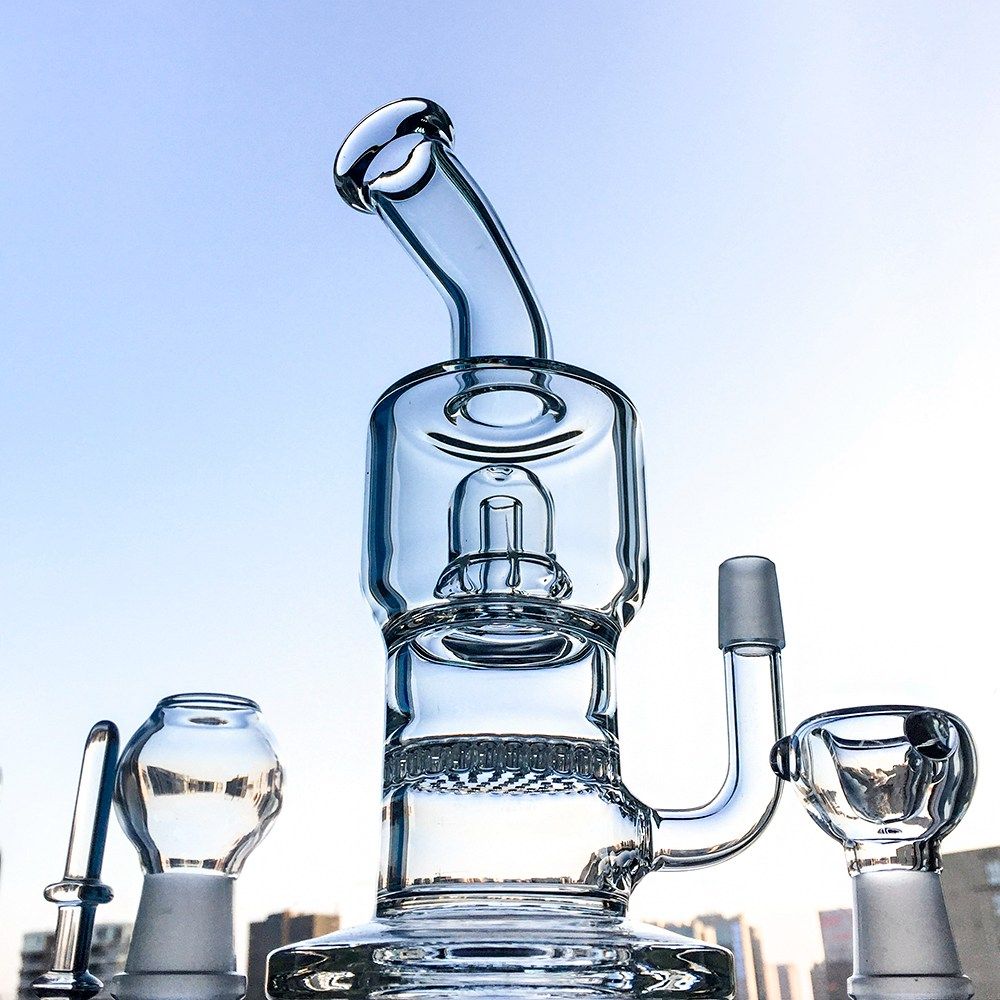 2020 7.8 Inch Mini Glass Bong With Showerhead Perc Drum Perc Honeycomb ...