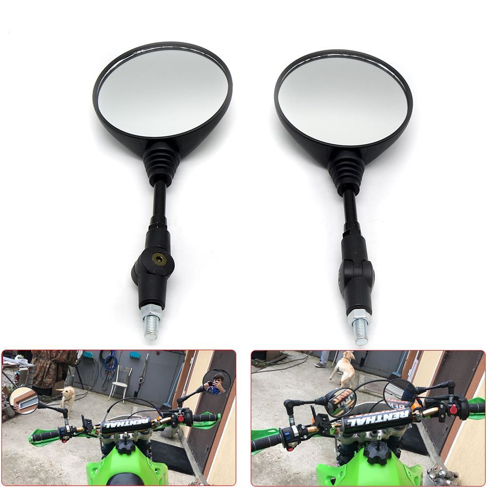 2020 Retro Black Universal Folding Motorbike Side Mirrors Motocross