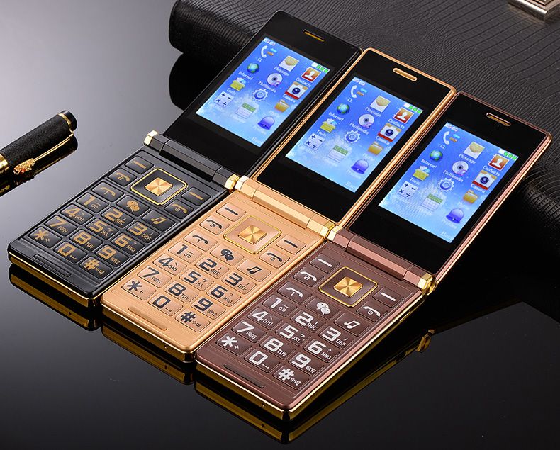 Luxury Flip 3.0 inch Double touch Screen Cell phones Dual SIM Card MP3 ...