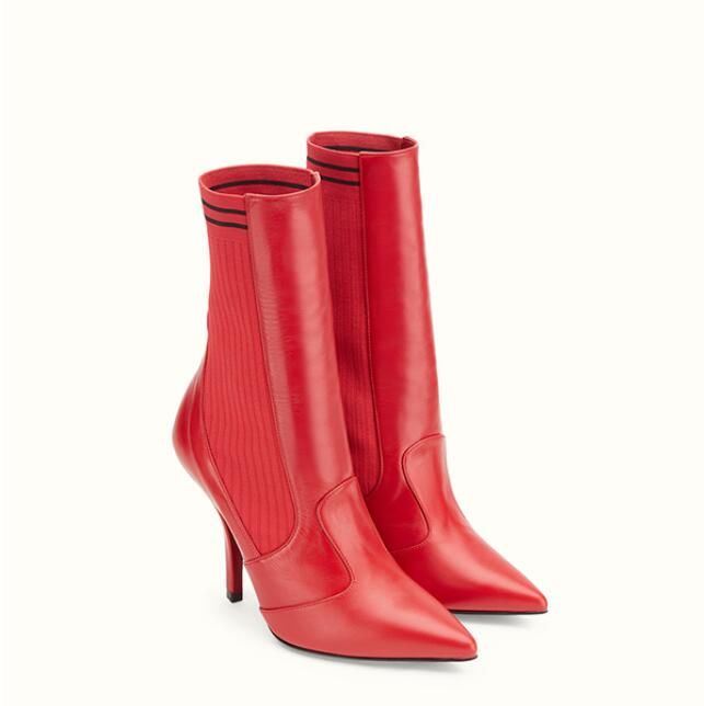 2018 New Arrival Women Red Leather Boots Fashion Ladies Sock Booties ...