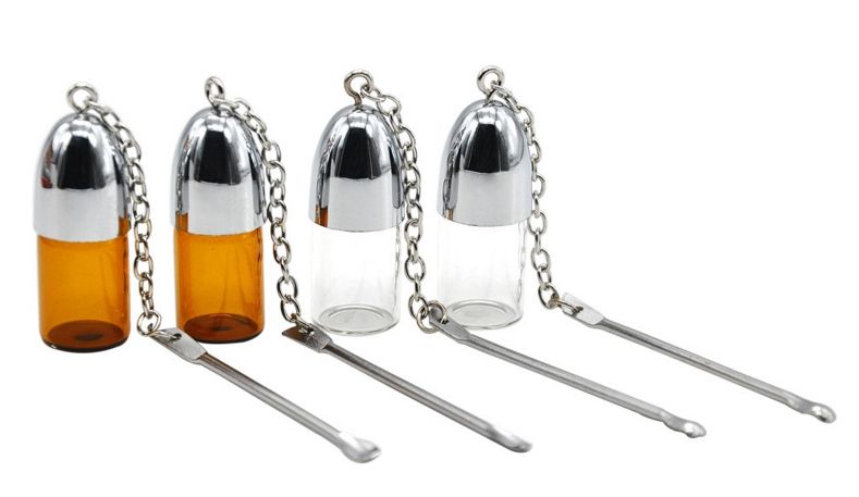 2021 36mm Clear&Brown Glass Snuff Bottle Pill Case Snorter Snuff Bottle ...