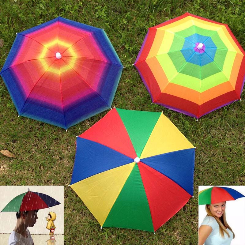 2021 Foldable Sun Rainbow Umbrella Hat Outdoor Golf Fishing Camping ...
