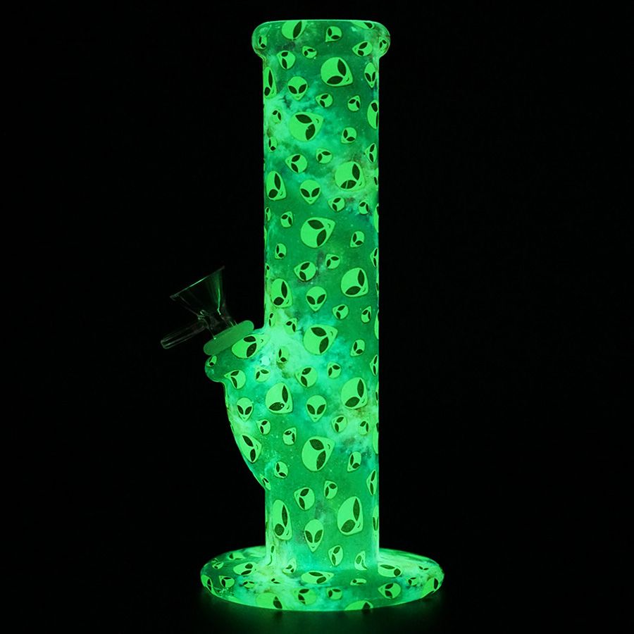 2021 Glow In The Dark Alien Silicone Straight Bong Oil Rig Out Of Print ...
