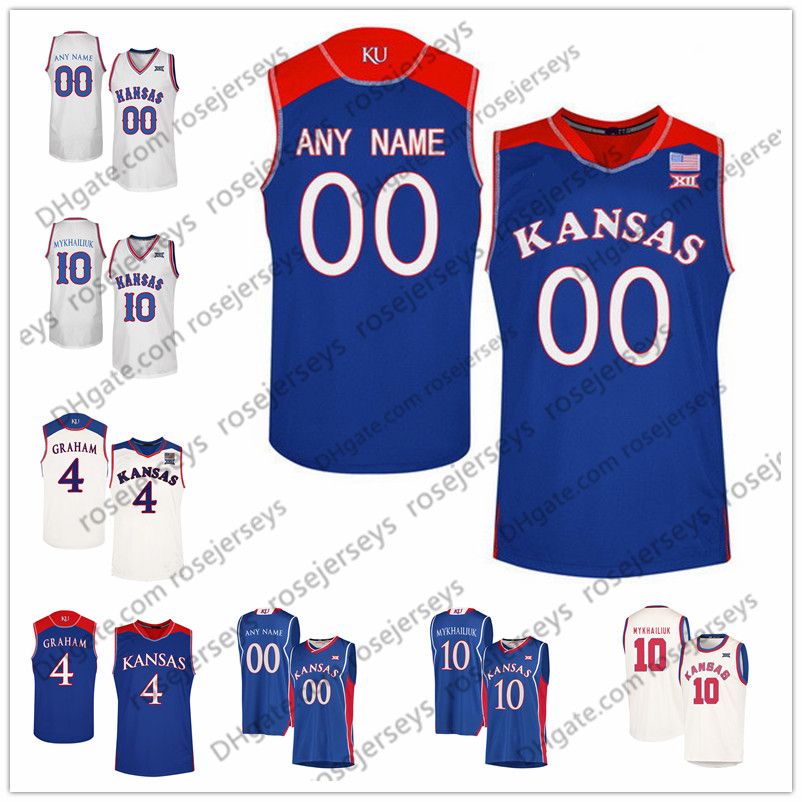 2019 Custom Kansas Jayhawks College Basketball Royal Blue White Cream ...