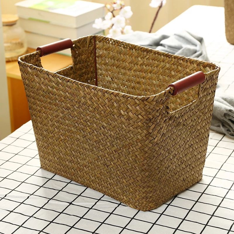 2021 Storage Box Straw Plaited Article Storage Baskets Organized Crafts ...