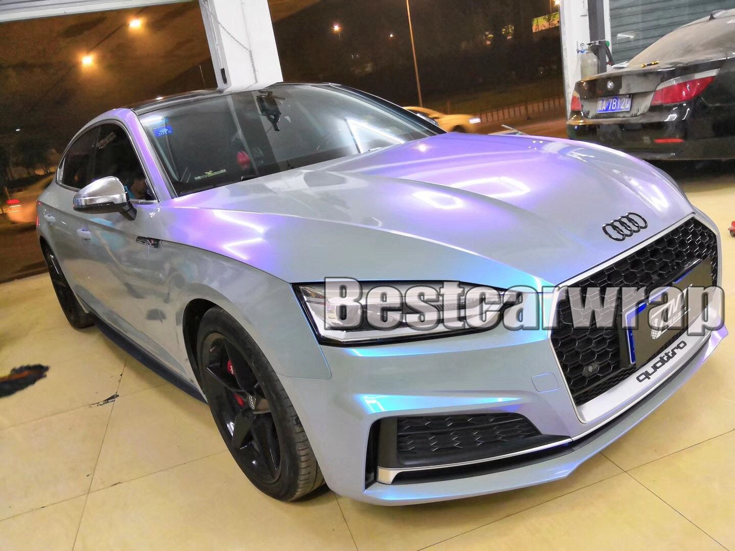 2019 Gloss Rainbow Gray / Blue Shift Color Fow Vinyl Wrap With Air ...