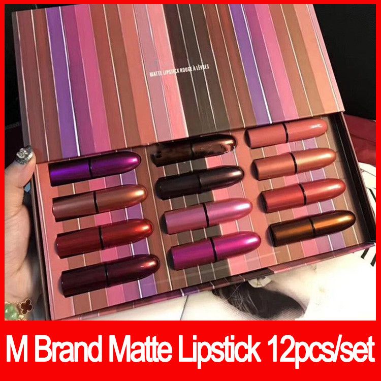 2018 Lips Makeup Brand M Lipstick Set Look In A Box Matte Lipstick ...