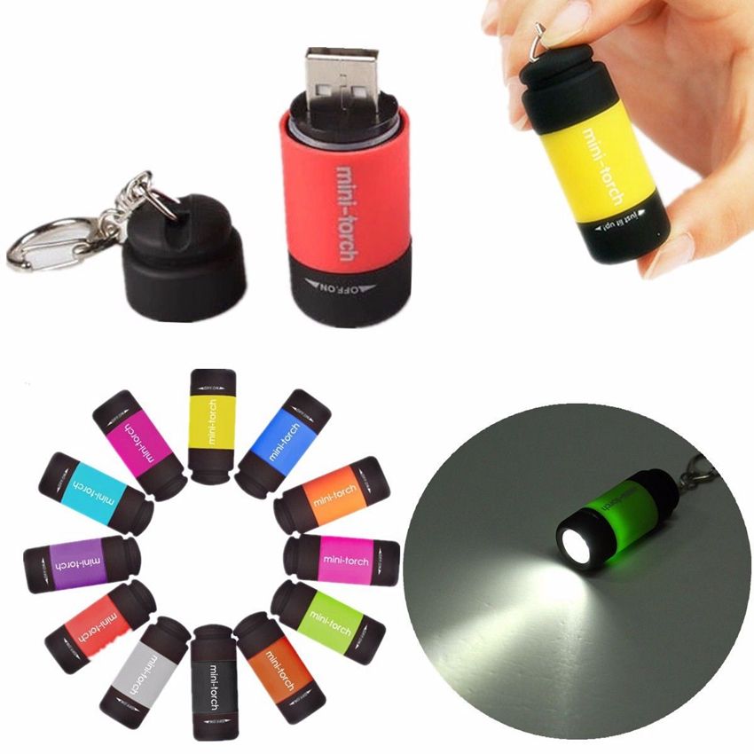 New 0.5W Mini Keychain Pocket Torch USB Rechargeable LED Light ...