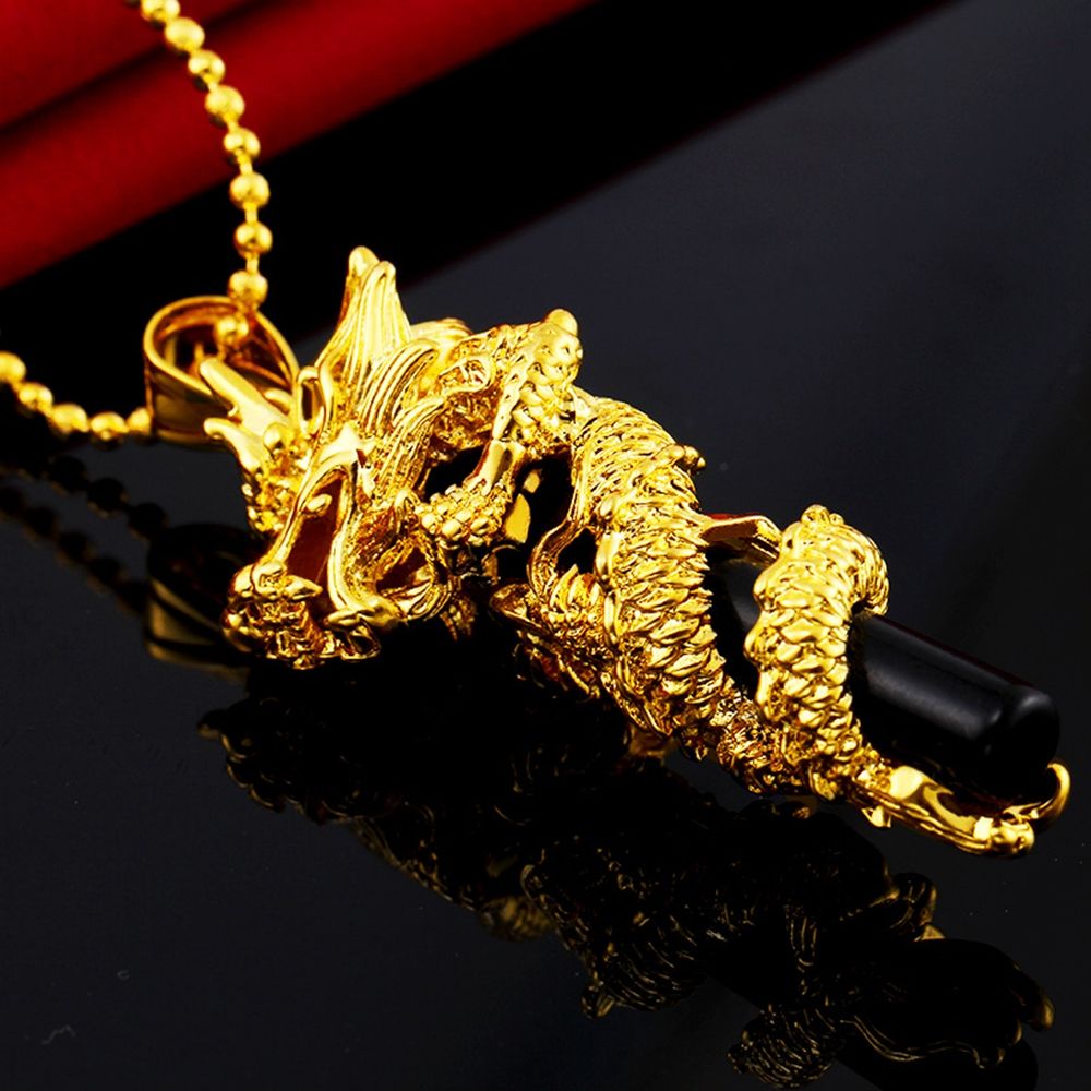 Wholesale Dragon Pendant Chain Black Column Newest Luxury 18K Yellow ...