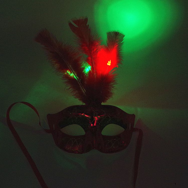 Cheap Luminescent Feathered Mask LED Glittering Mask Princess Venetian ...
