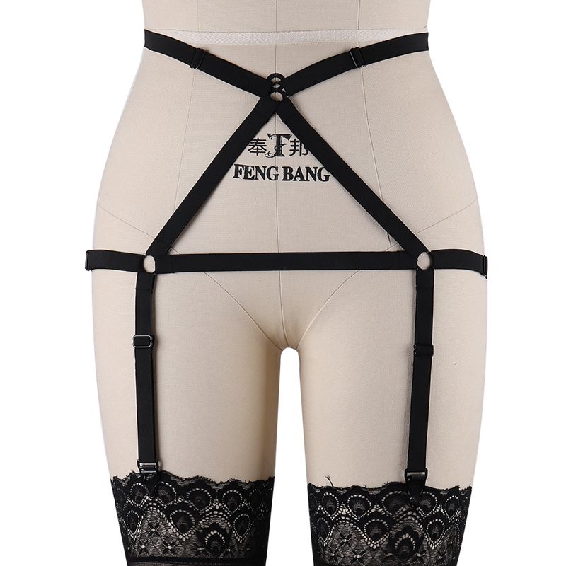 2020 2017 Womens Sexy High Waist Harness Cage Garter Belt Black Elastic