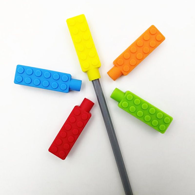 2019 Chew Brick Silicone Pencil Toppers Food Grade Teething Sensory ...