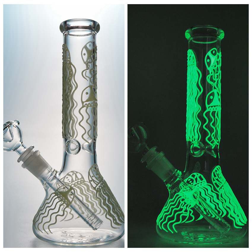 2019 Glow In The Dark Beaker Bongs Jellyfish Spider Web Orange Dab Oil ...