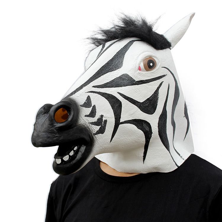Zebra Head Latex Mask Halloween Realistic Horse Rubber