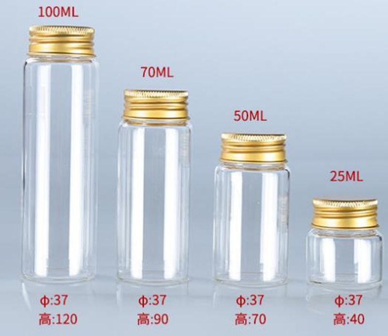 25ml 50ml Glass Screw Top Tube Small Threaded Bottle Glass Vial 37mm ...